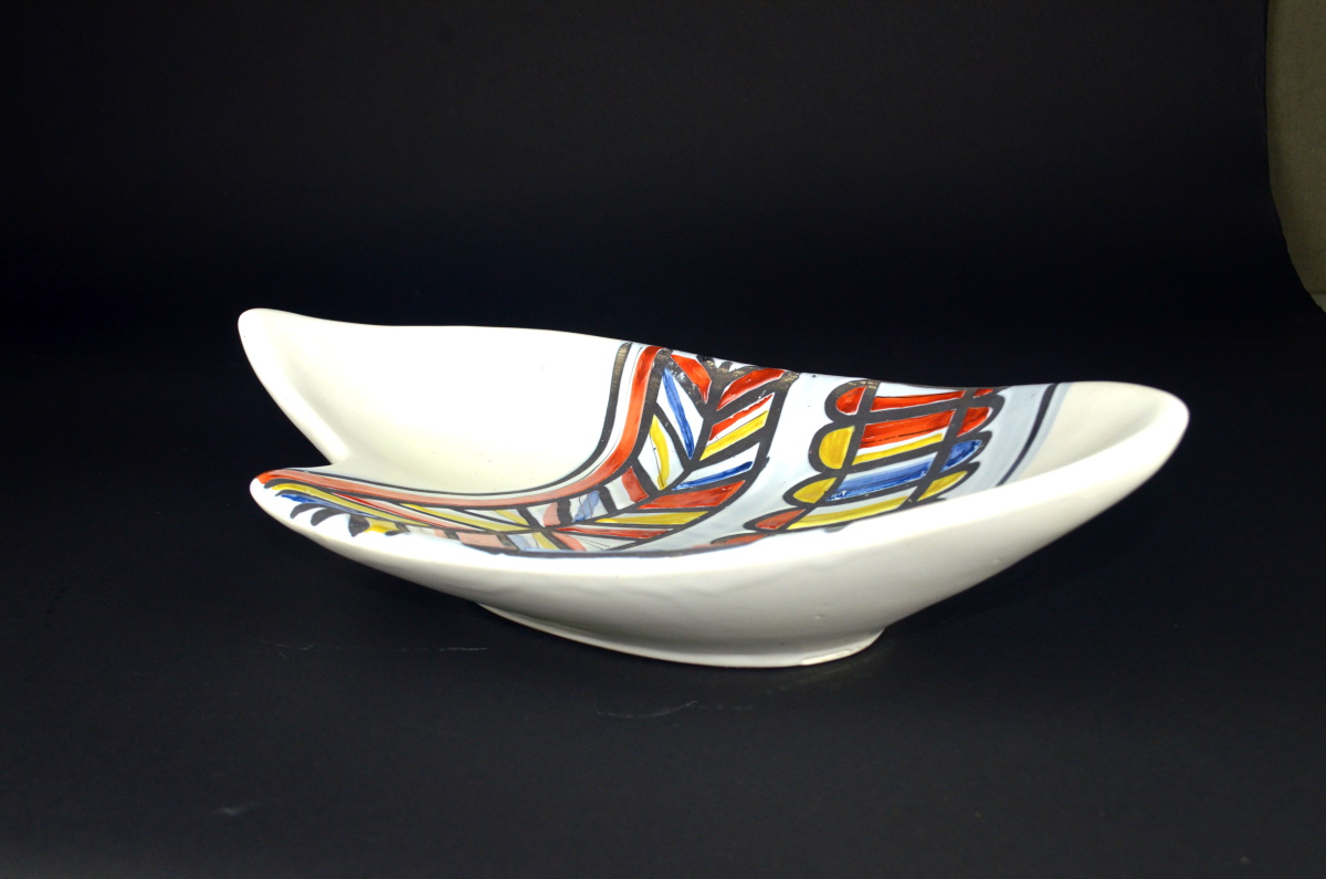 Ceramic Dish with banded design | RogerCapronUSA